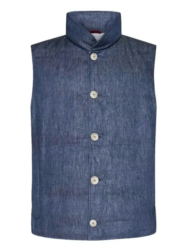 Brunello Cucinelli Padded Button-up Gilet - Blue