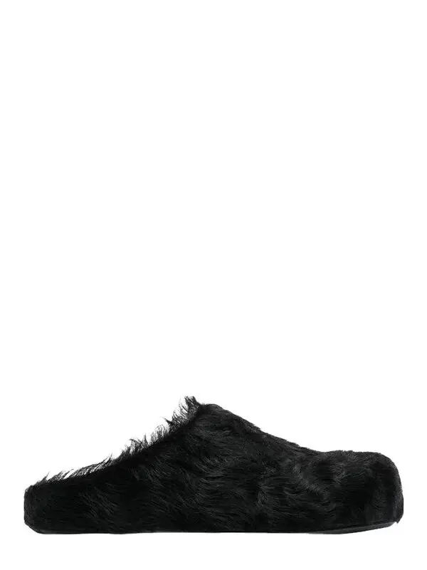 Marni Fluffy Flat Mules - Black