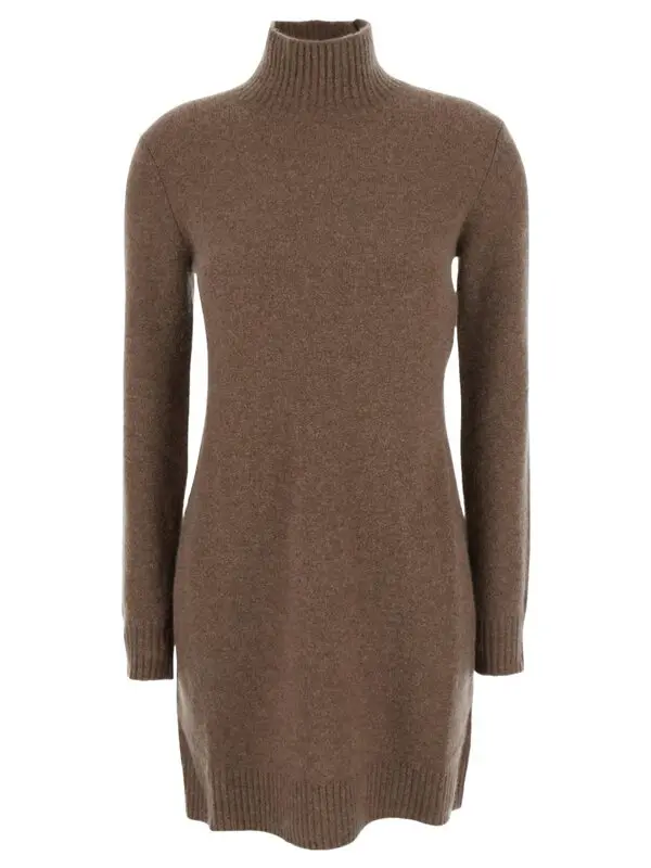 Max Mara Stretch Cashmere Yarn High Neck Dress - Brown