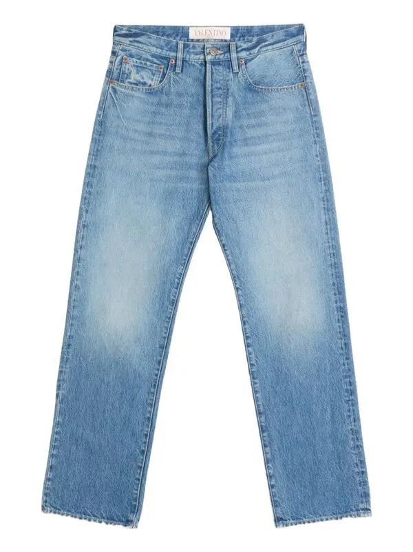 Valentino Garavani Logo Patch Straight Leg Jeans - Blue