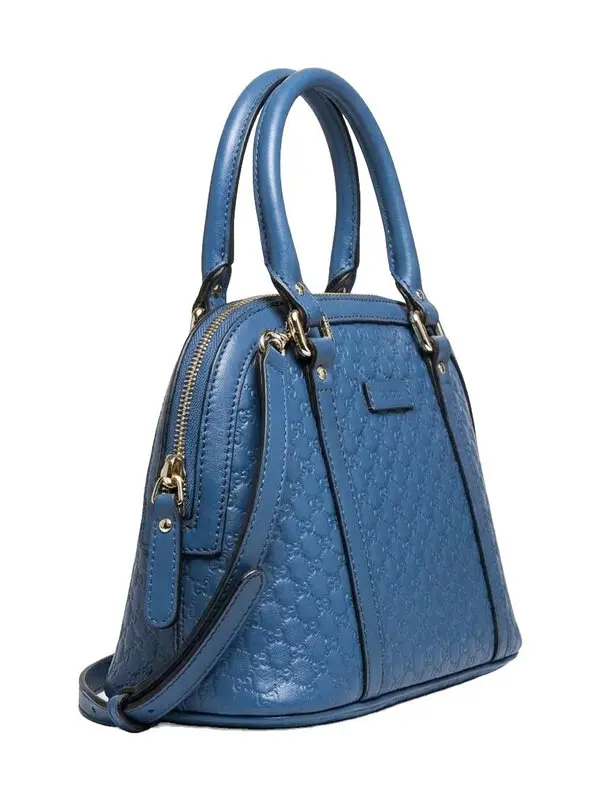 Gucci Logo Embossed Leather Handbag - Blue