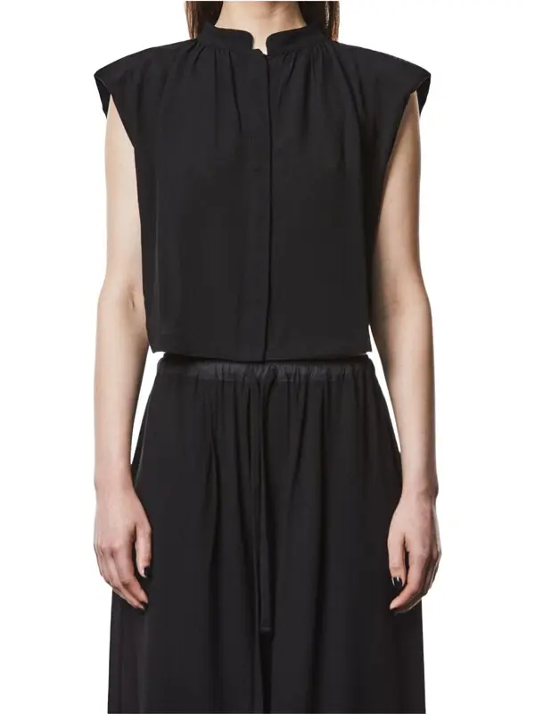 THOM KROM Sleeveless Pleated Shirt - Black
