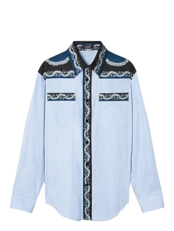 Versace Striped-print Shirt - Blue