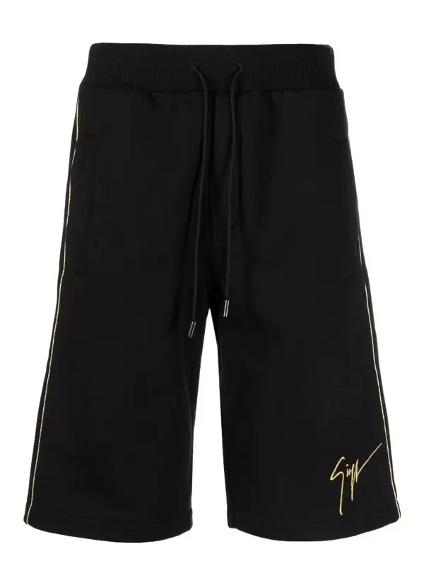 GIUSEPPE ZANOTTI Logo Embroidered Drawstring Track Shorts - Black