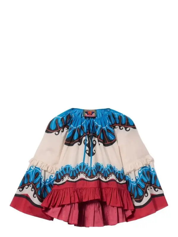 La DoubleJ Boho Blouse With Wide Sleeves And All-over Print - Multicolor