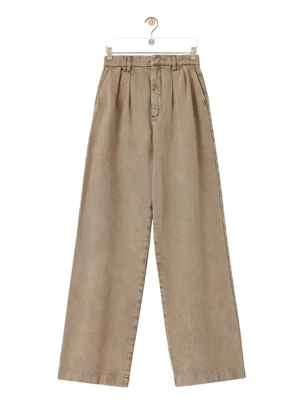 Loewe High Waist Wide Leg Denim Jeans - Sand-colored