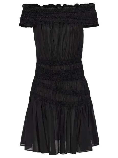 Tory Burch Off-shoulder Smocked Dress - Black