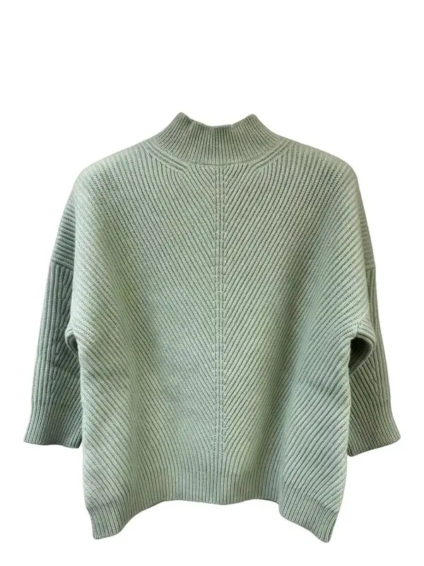 Max Mara Long Sleeve High Neck Ribbed Knit Sweater - Green