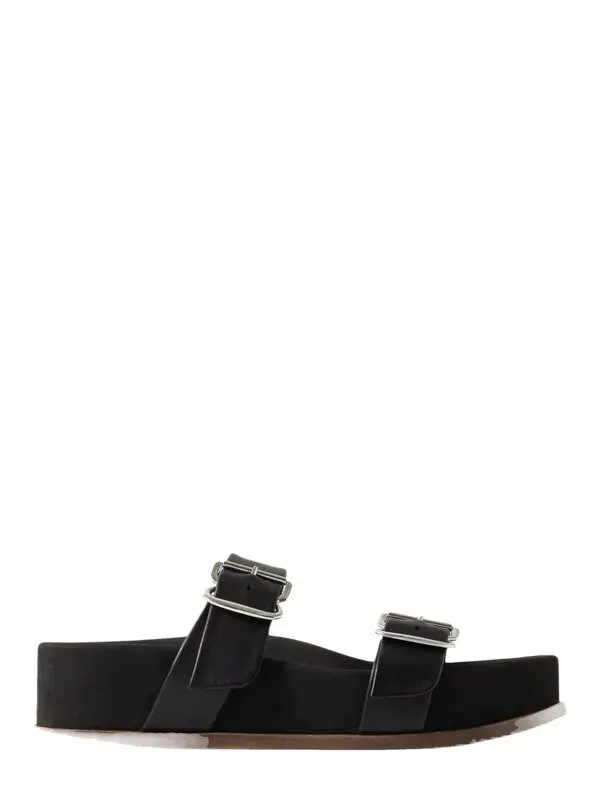 Gabriela Hearst Round Toe Platform Sandals With Buckle Strap - Black