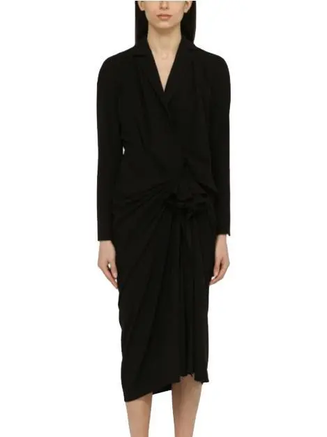 Dries Van Noten V-neck Cut-out Back Midi Dress - Black