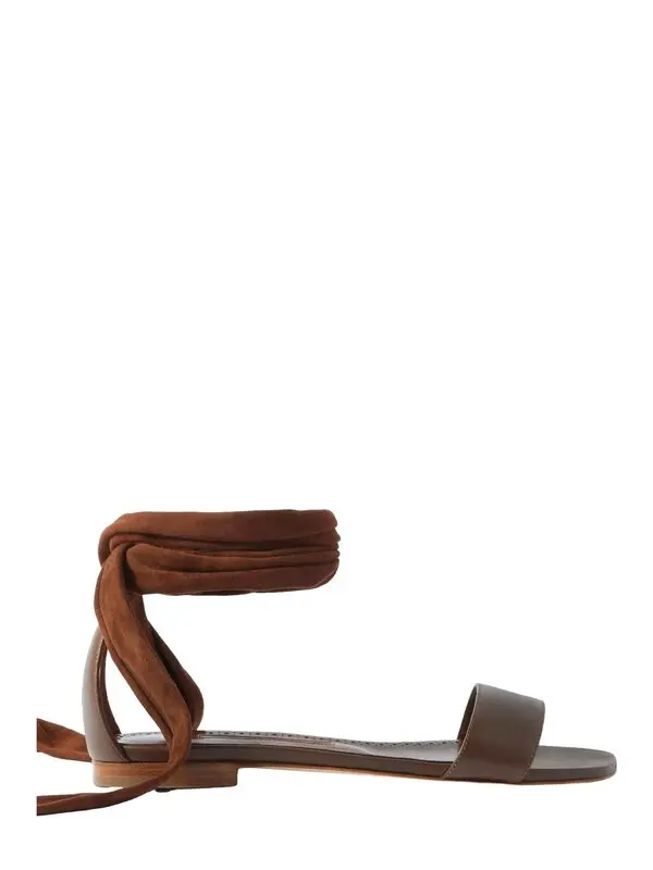 Manolo Blahnik Lace-up Strap Sandals - Dark Brown