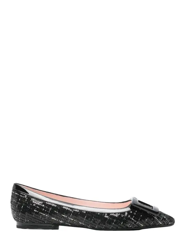 ROGER VIVIER Pointed Toe Embellished Flats - Black