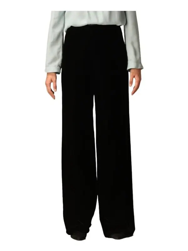 Emporio Armani High-waist Palazzo Trousers With Logo Detail - Black