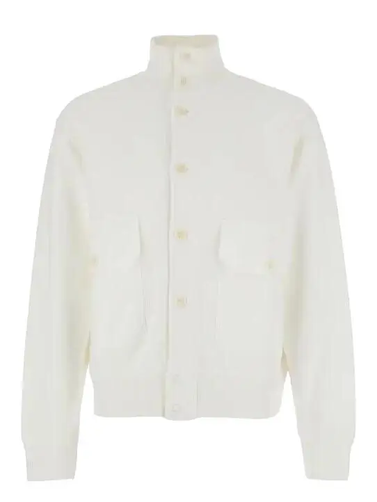 C.P. COMPANY High Neck Button Sweater - White