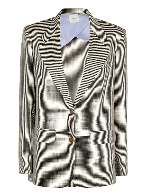 ALYSI Striped Single-breasted Blazer - White