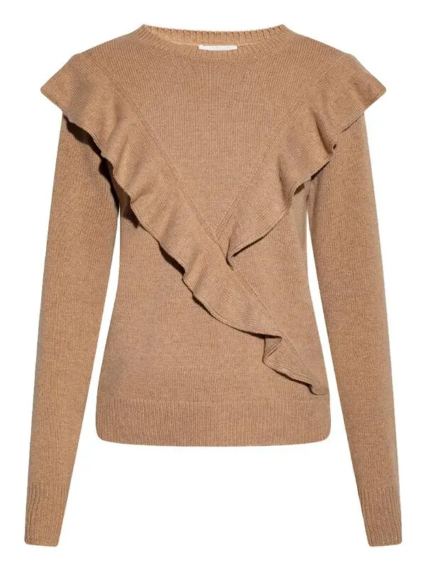 Chloé Ruffled Panel Cashmere Jumper - Beige