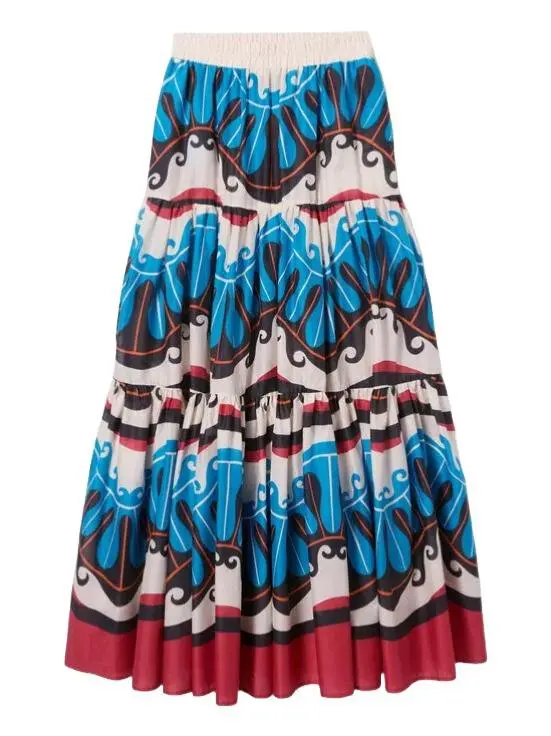 La DoubleJ Abstract Print Maxi Skirt - Blue