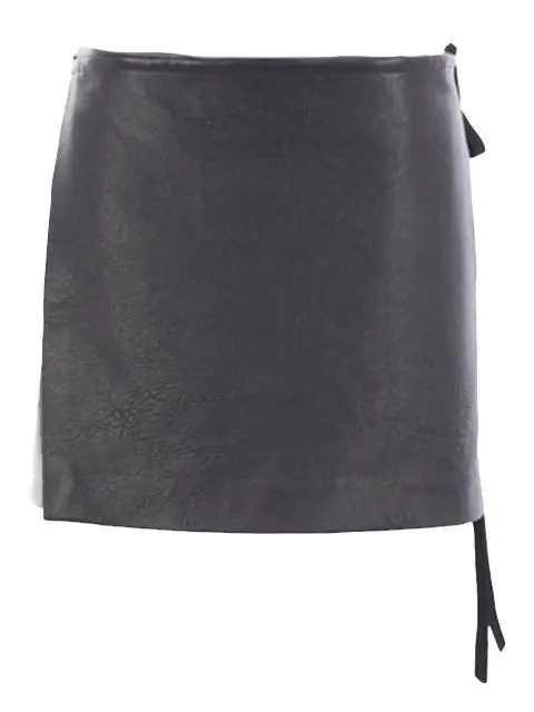 ANN DEMEULEMEESTER Jolien Lace-up Leather Mini Skirt - Black