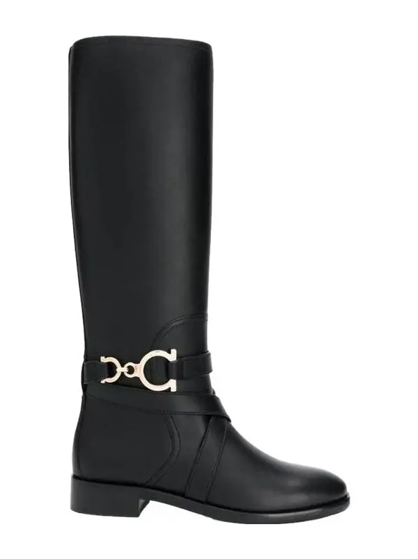 FERRAGAMO Gancini Knee-high Boots - Black