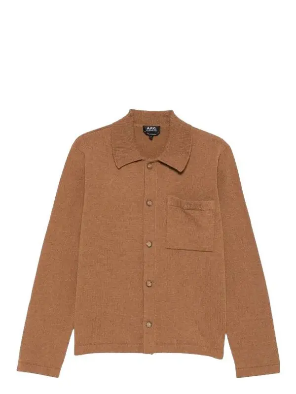 A.p.c. Buttoned Patch-pocket Cardigan - Brown