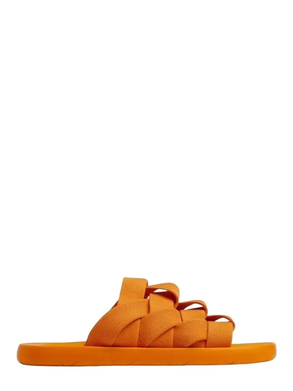 Bottega Veneta Intreccio Woven Elastic Slide Sandals - Orange