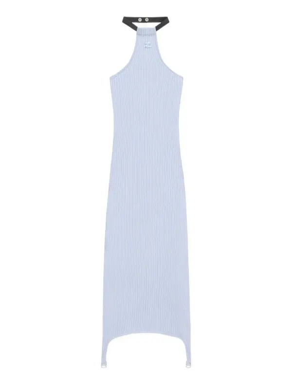COURREGES Courrèges Rib-knit Suspender Dress - Blue