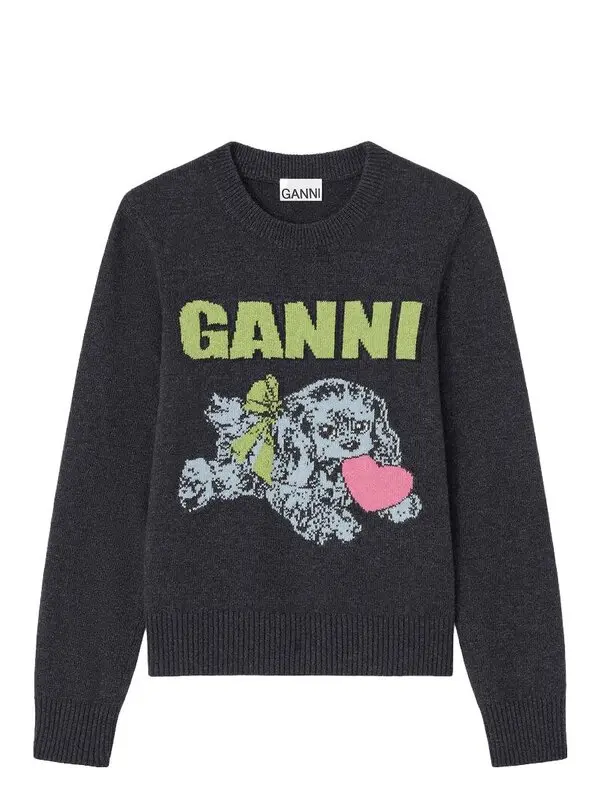 GANNI Puppy Wool Jumper - Phantom Dark Gray
