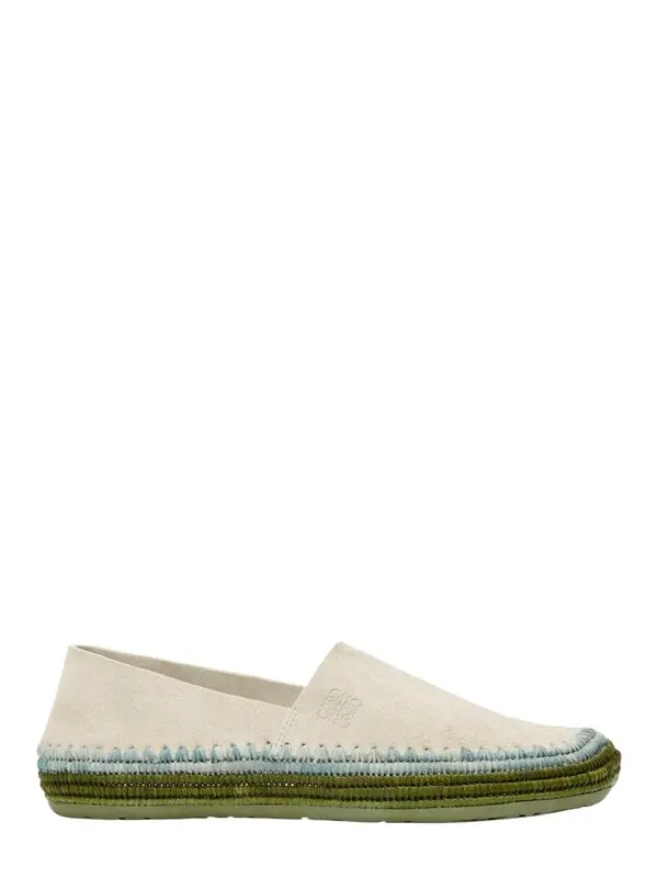 Loewe Suede And Raffia Slip-on Slipper - Light Gray