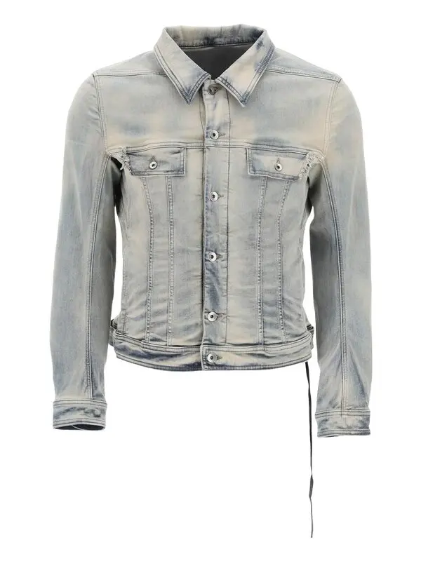Rick Owens Trucker Long-sleeved Denim Coat - Gray