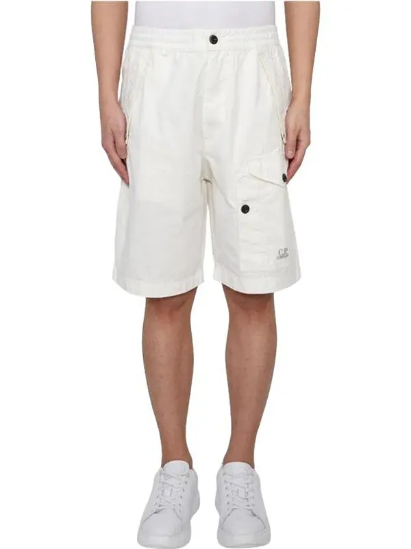 C.P. COMPANY Cargo Shorts With Button Detailing - White
