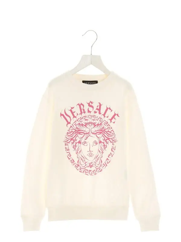 Versace Logo Print Cotton Sweatshirt - White