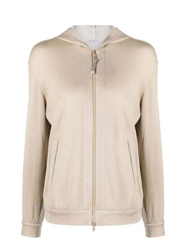 Brunello Cucinelli Monile Zipped Hoodie - Beige