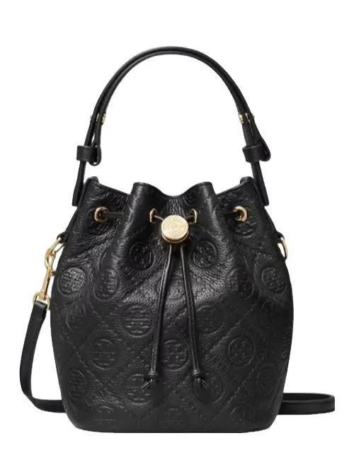 Tory Burch T Monogram Mini Bucket Bag - Black