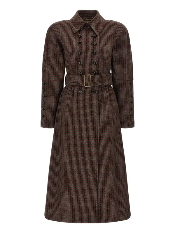 Chloé Double-breasted Houndstooth Wool Riding Coat - Black