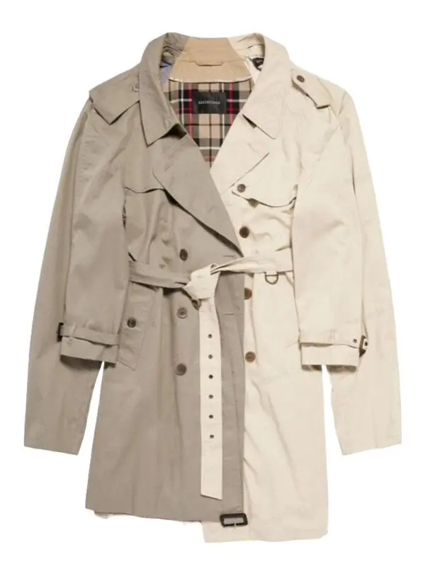 Balenciaga Double-sleeved Hybrid Belted Trench Coat - Nude