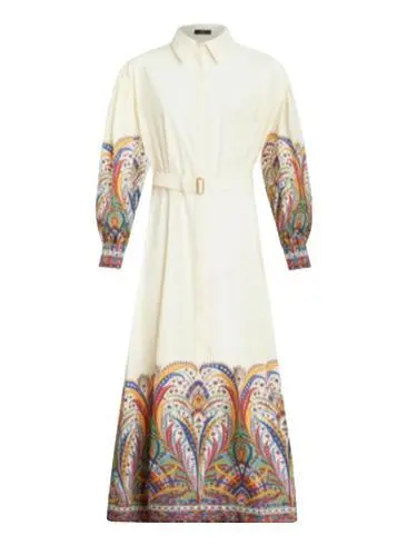 Etro Paisley Printed Belted Shirt Dress - White