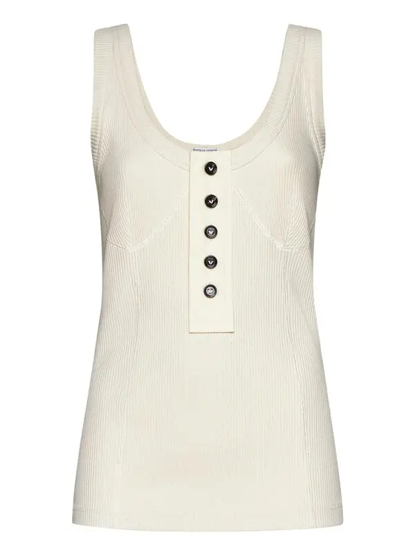Bottega Veneta Sleeveless Rib Knit Top With Decorative Buttons - No