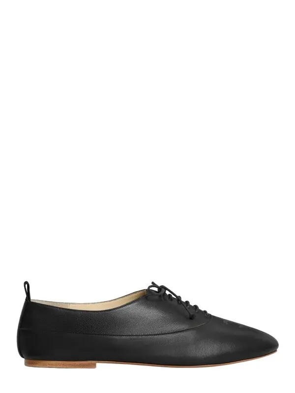 Celine Perforated Triomphe Richelieu In Lambskin - Black