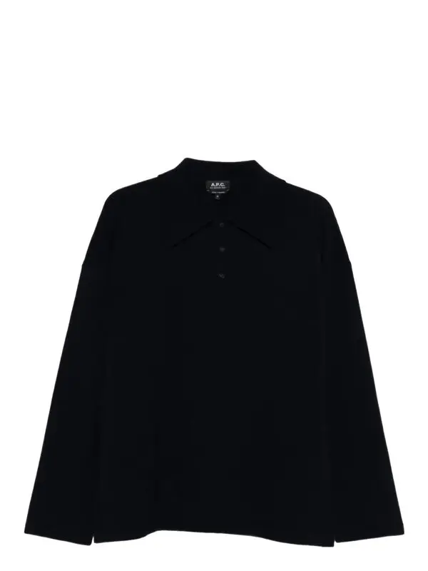 A.p.c. Long-sleeves Wool Polo Shirt - Black
