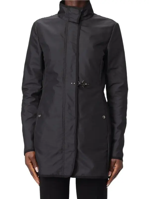 FAY High Neck Car Coat - Black