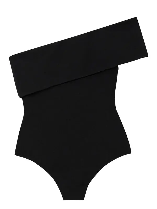 AGOLDE Bree One-shoulder Stretch Knit Bodysuit - Black