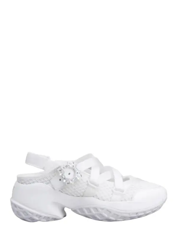 ROGER VIVIER Viv' Run Ballerinas With Crystal Buckle - White