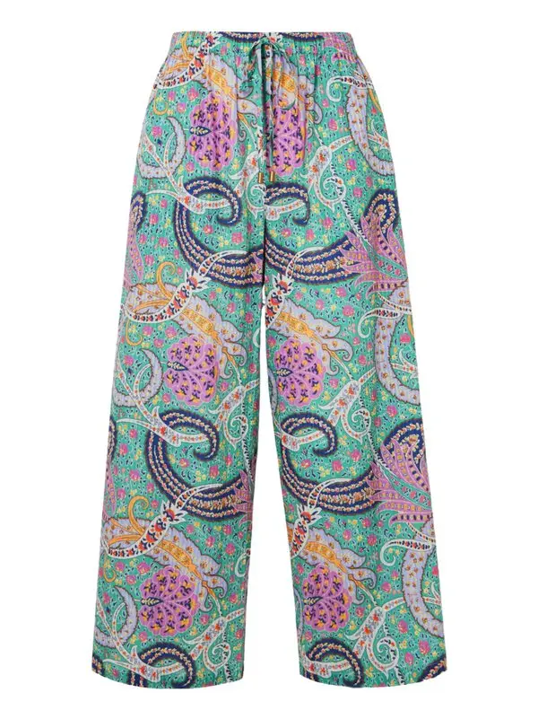 Etro Paisley Print Wide-leg Tulle Pants - Blue