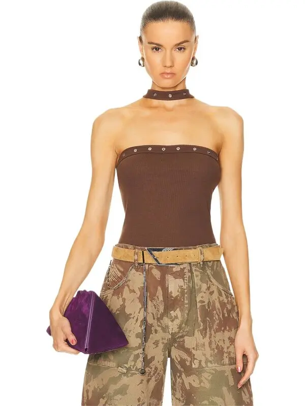 Attico Ribbed Cutout Vest - Brown
