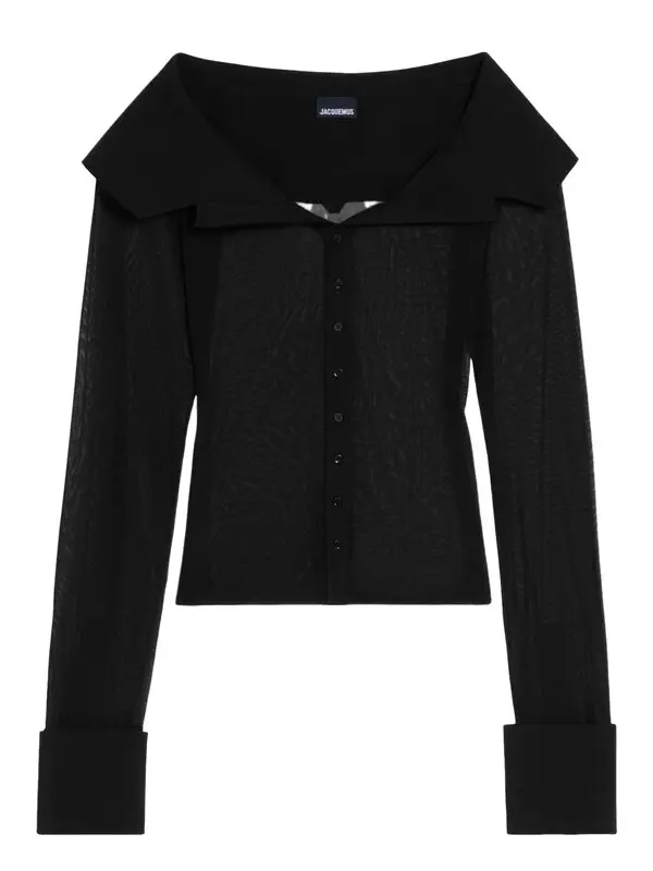 Jacquemus Off-shoulder Pointed Collar Shirt - Black