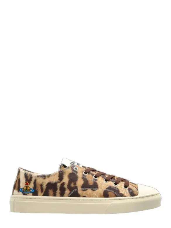 VIVIENNE WESTWOOD Leopard Print Lace-up Sneakers - Nude