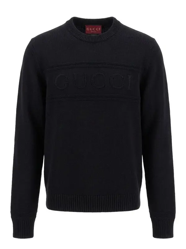 Gucci Logo Intarsia Knit Jumper - Black