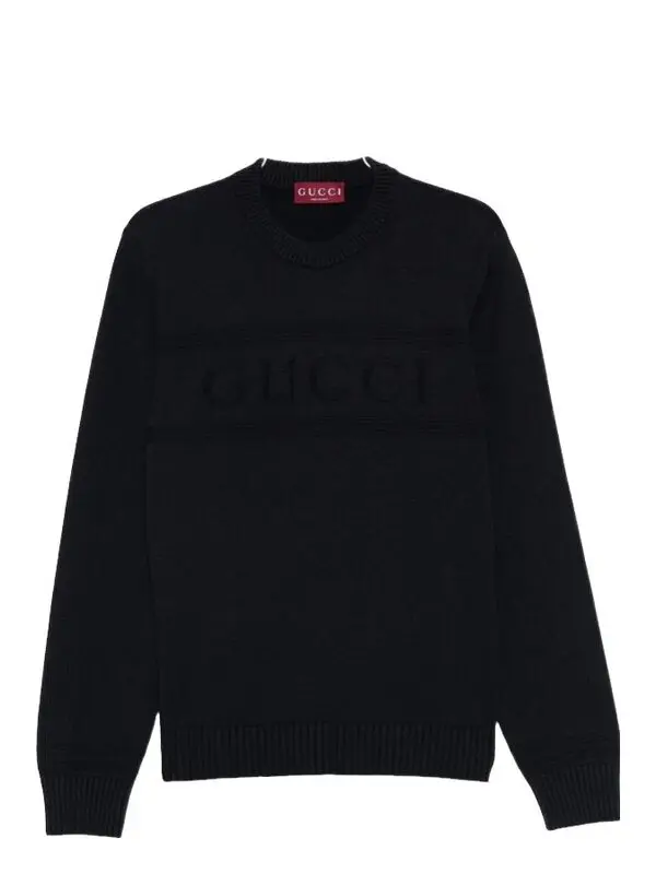 Gucci Logo Intarsia Knit Jumper - Black