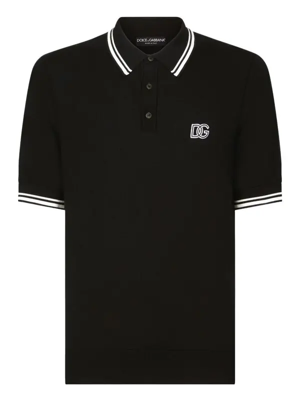 Dolce & Gabbana Dolce Gabbana Dg Logo Embroidered Polo Shirt - Black