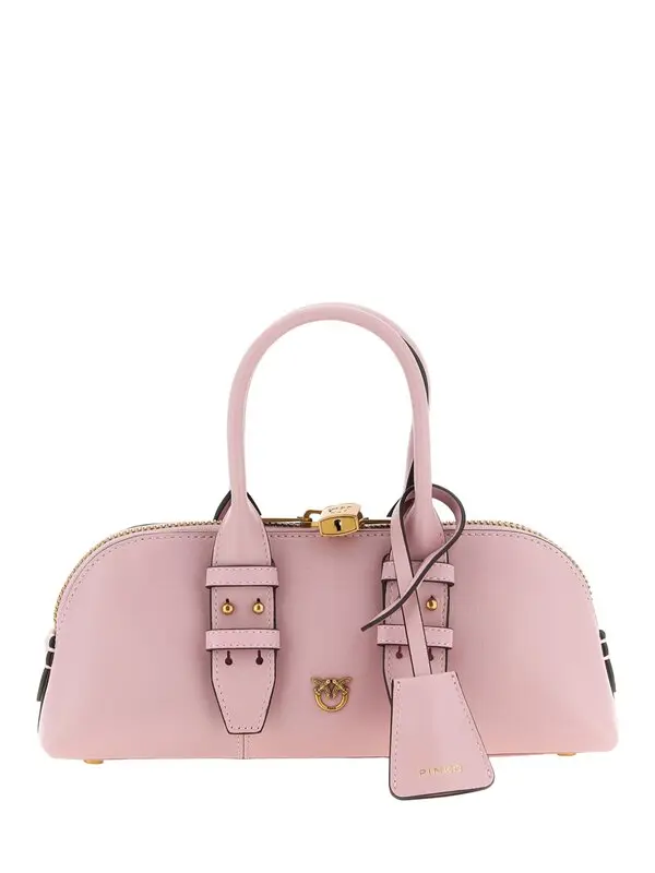 Pinko Small Escape Bowling Bag With Love Birds Logo - Pink